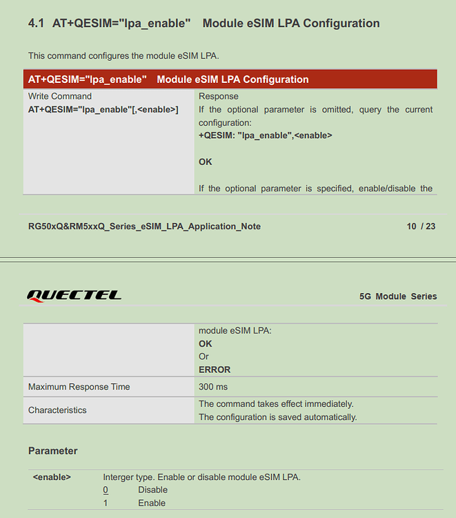 eSIM - AT-Command set - LTE-A Module - Quectel Forums