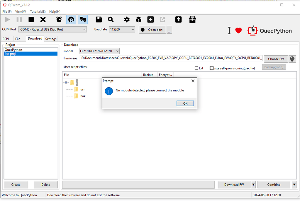 EC200U-EU EVB FW download - QuecPython - Quectel Forums