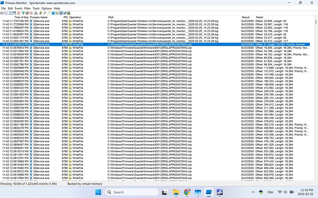 Bug: QService.exe writes a copy of firmware (290 MB) to disk every time ...