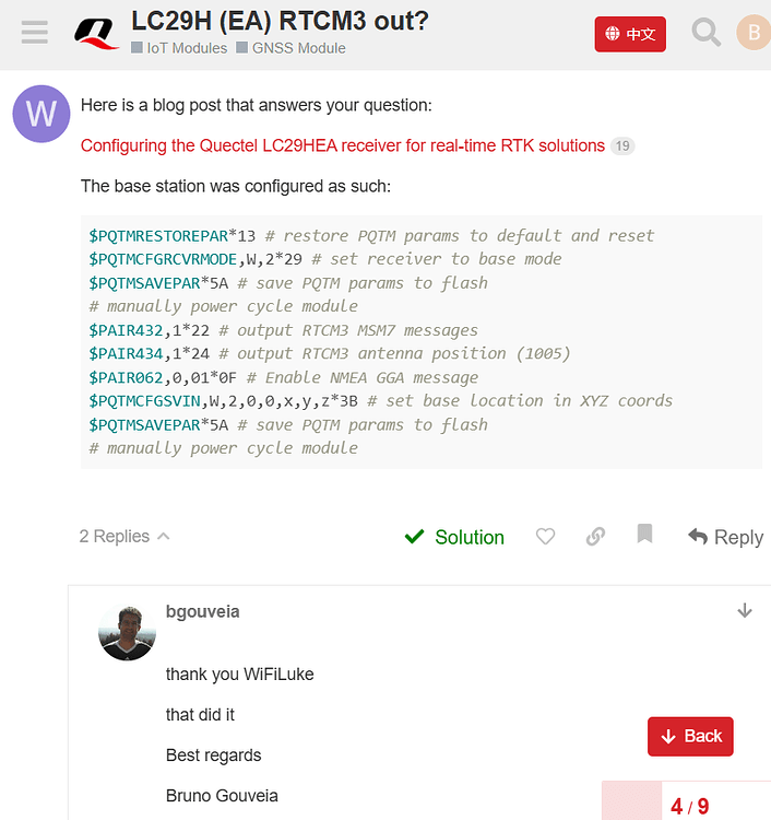 Build a rover and base RTK system with LC29HEA - GNSS Module - Quectel Forums