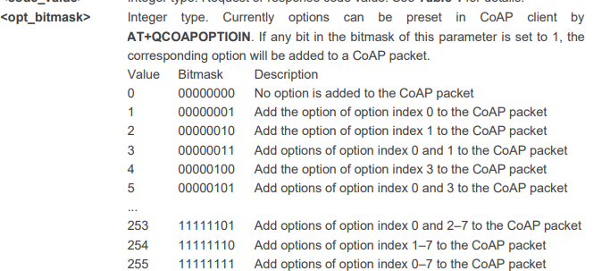How to enumerate and Identify options in a CoAP client in BG77 module ...